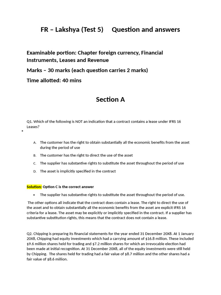 ACCA Financial Reporting Q&A | PDF | Revenue | Fair Value