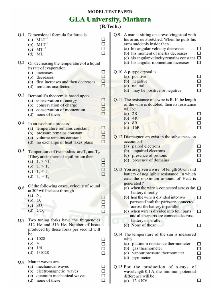 Model Paper for Btech 2021 | PDF
