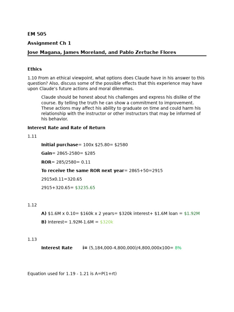 Assignment CH 1 | PDF