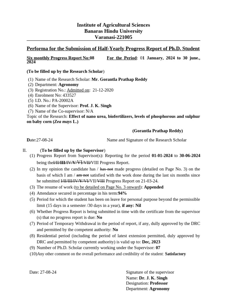 Progress Report EIGHTH | PDF | Thesis | Higher Education