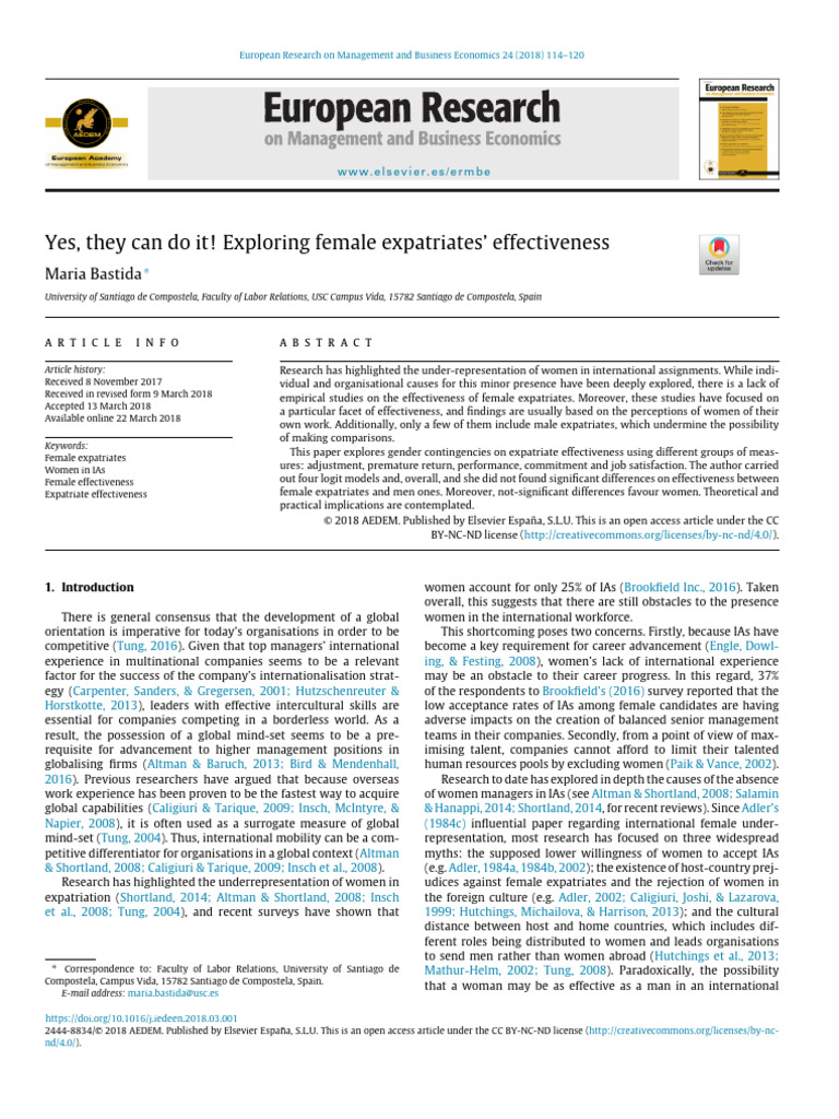 Yes, They Can Do It! Exploring Female Expatriates' Effectiveness | PDF ...