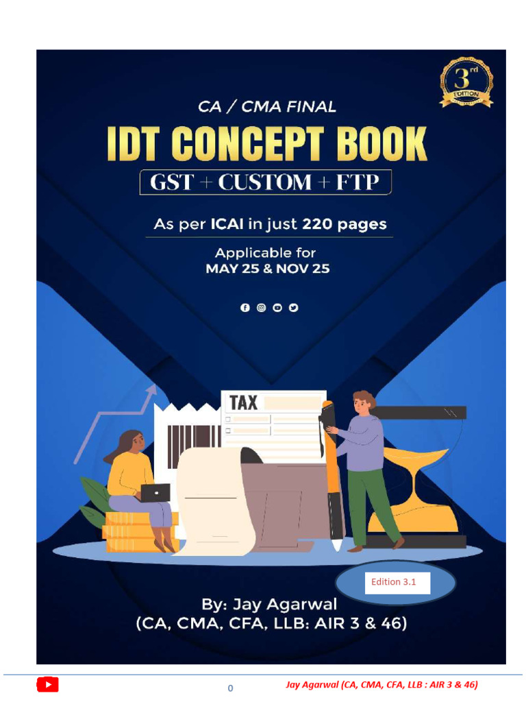 CA, CMA Final IDT Concept Book For May'25 by Jay Agarwal - AIR 3 | PDF | Value Added Tax ...