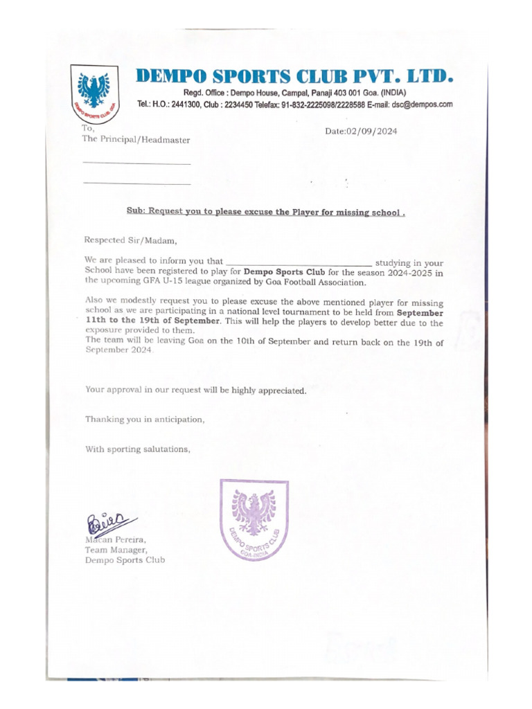 Letter To School | PDF