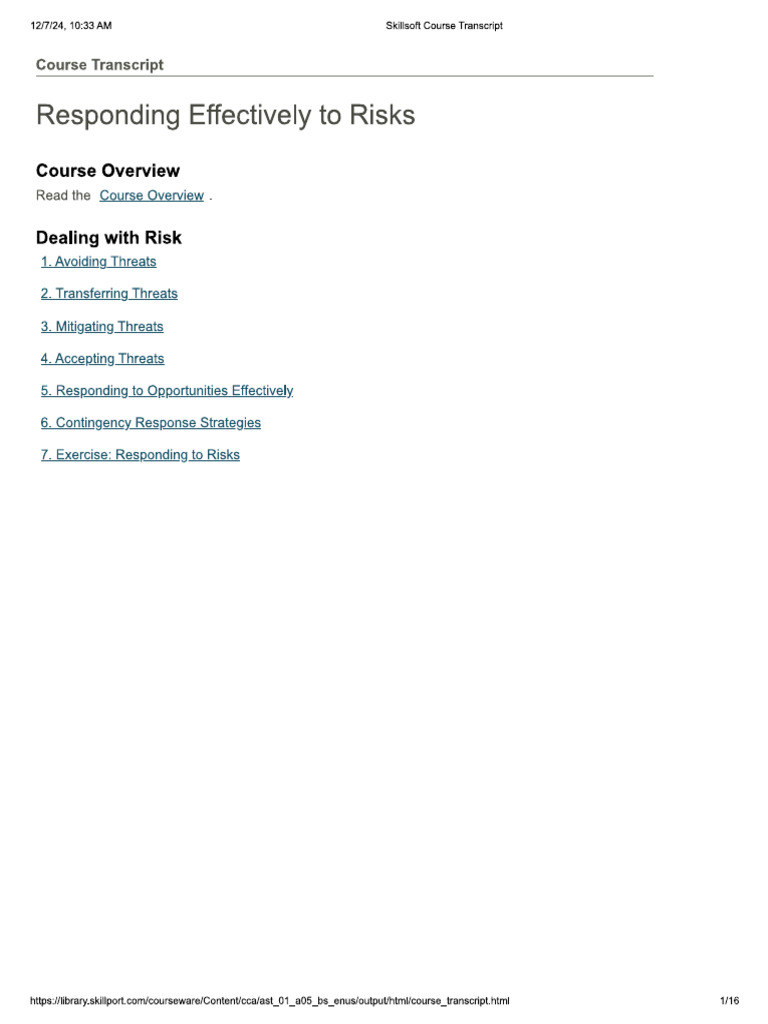 001-Responding Effectively to Risks | PDF