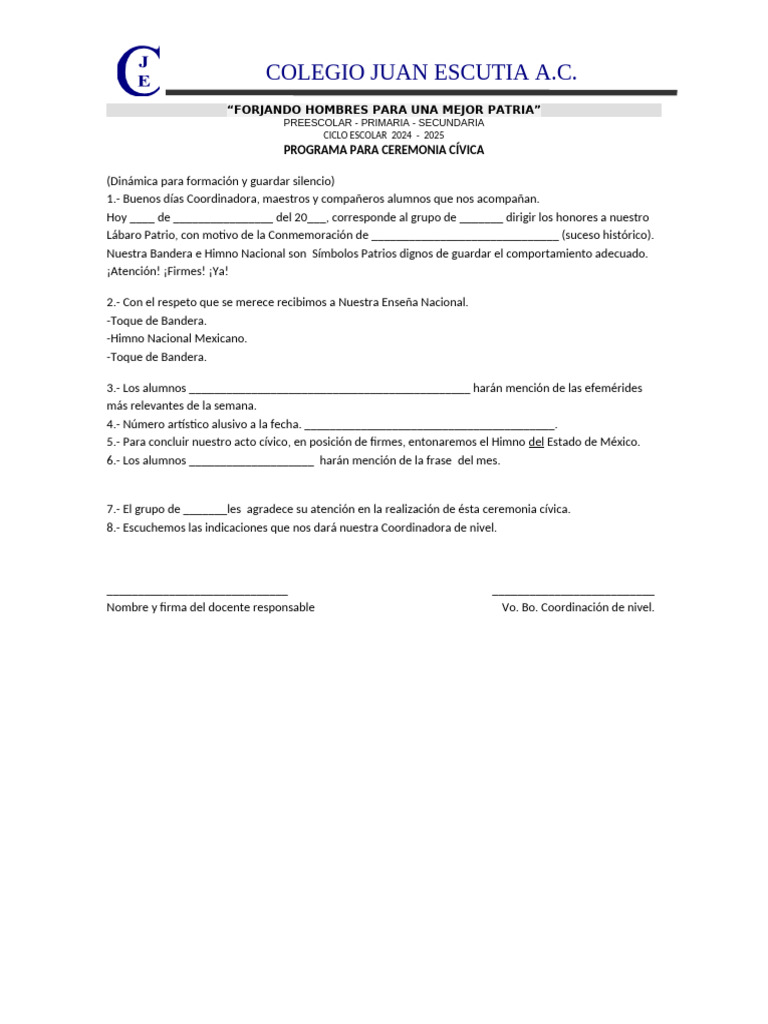 Programa Ceremonia Cívica | PDF