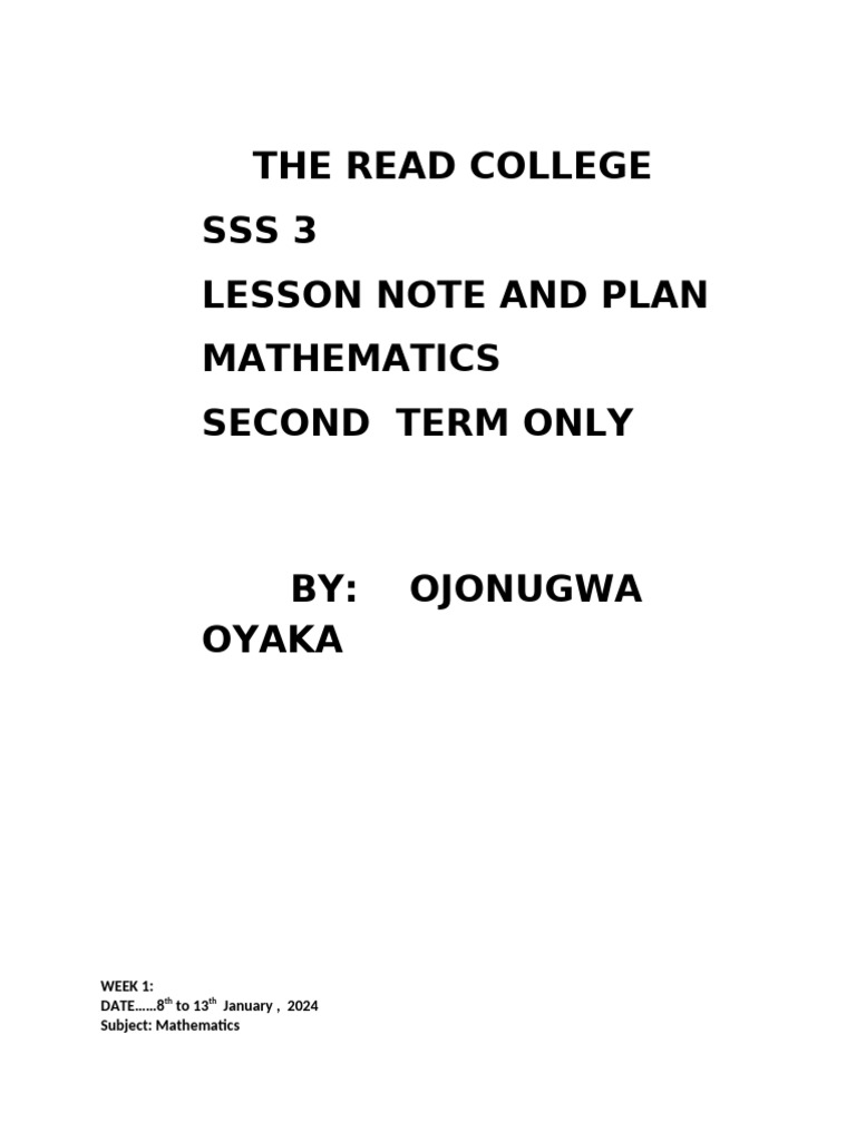 2nd Term Note and Plan Ss3 | PDF | Latitude | Sphere