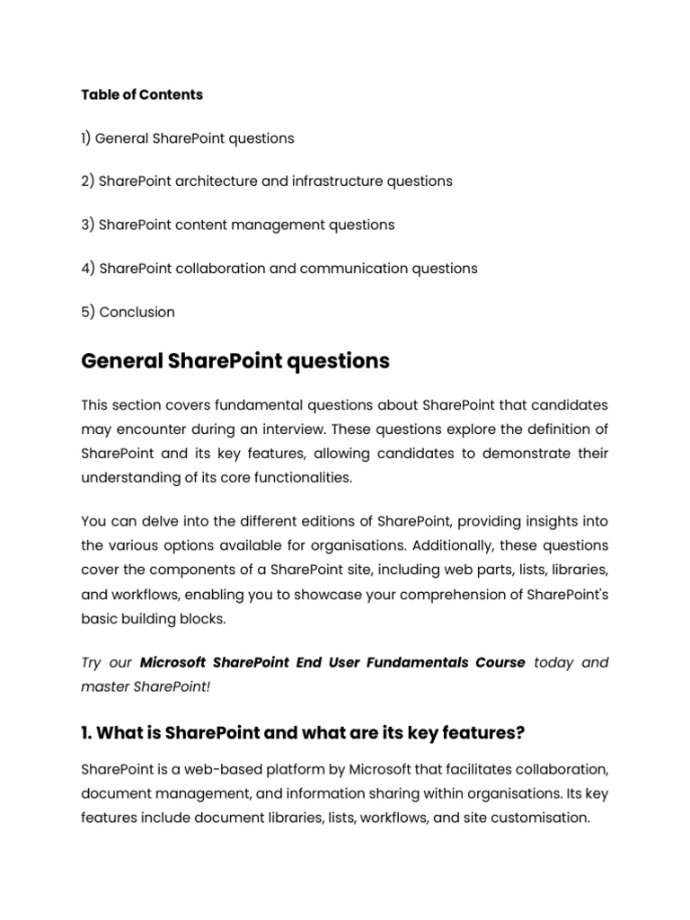 Sharepoint Questions | PDF | Share Point | World Wide Web