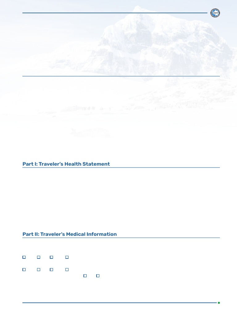 IAATO Medical Questionnaire for Passengers | PDF | Health Care | Human ...