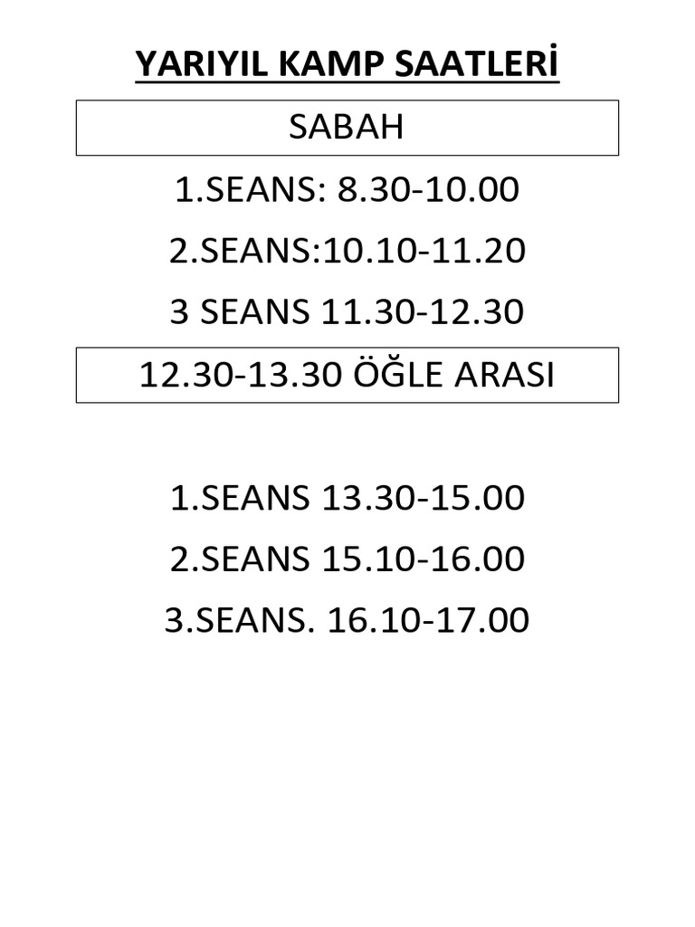 KAMP SAATLERİ | PDF
