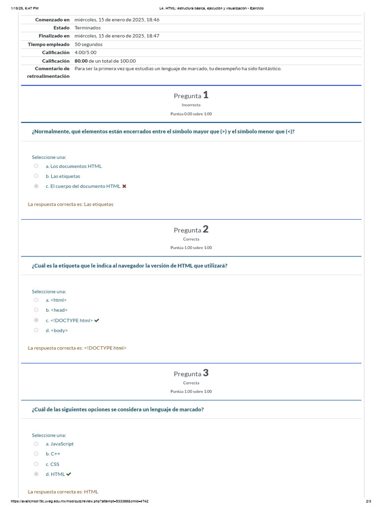 L4. HTML - Estructura Básica, Ejecución y Visualización - Ejercicio | PDF | HTML | Red mundial