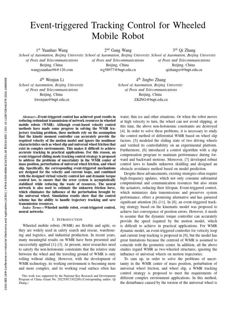 Event-Triggered Tracking Control For Wheeled Mobile Robot | PDF ...