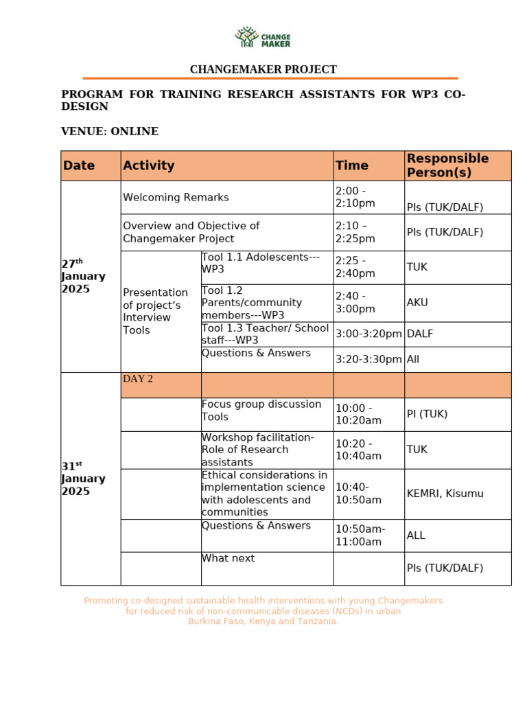 Research Assistants Training Online 28th & 31st January. 2025 | PDF ...