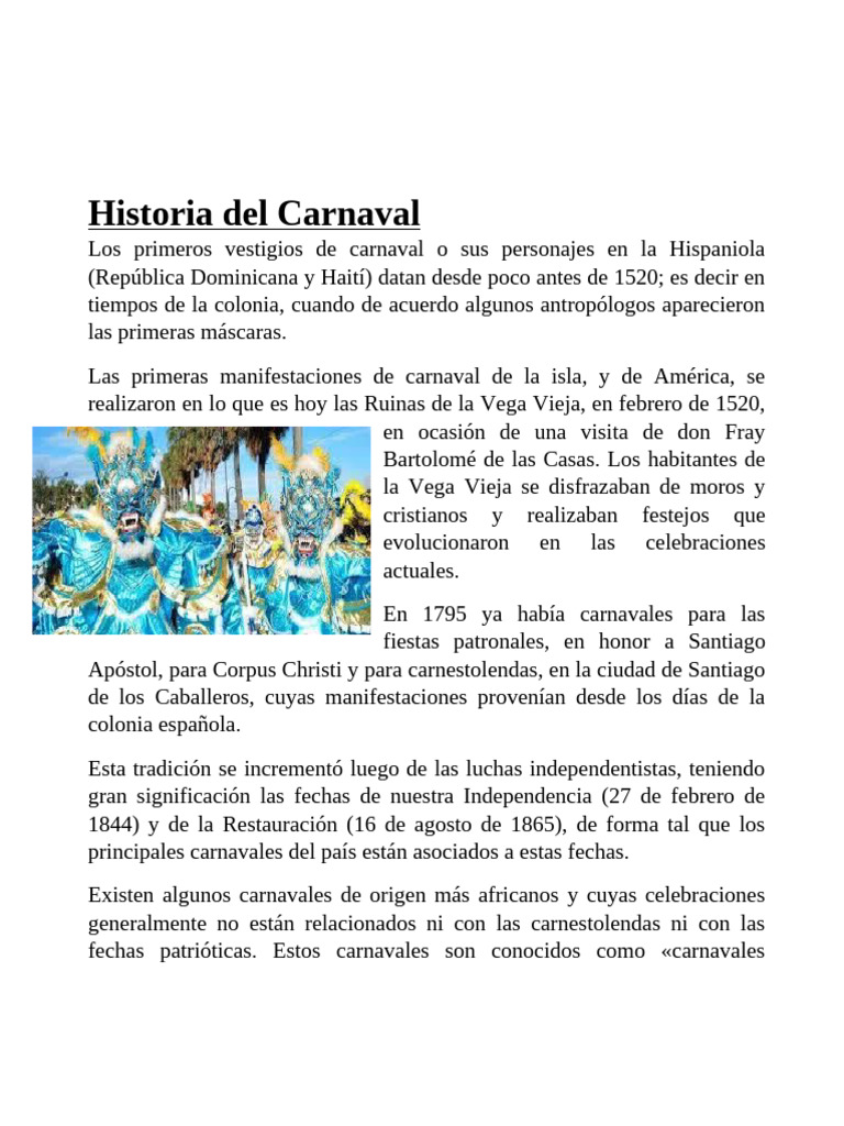 Historia del Carnaval | PDF | Carnaval
