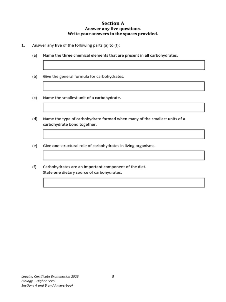 Biology Exam: Higher Level 2023 | PDF | Cellular Respiration | Photosynthesis