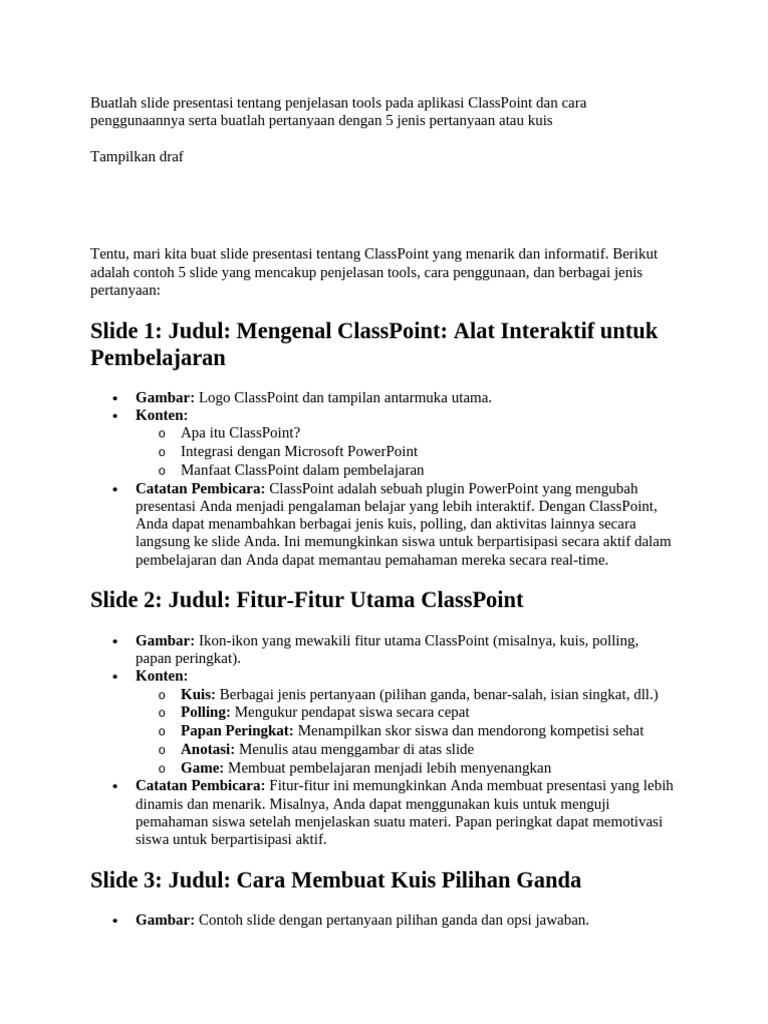 Kerangka Presentasi Classpoint | PDF
