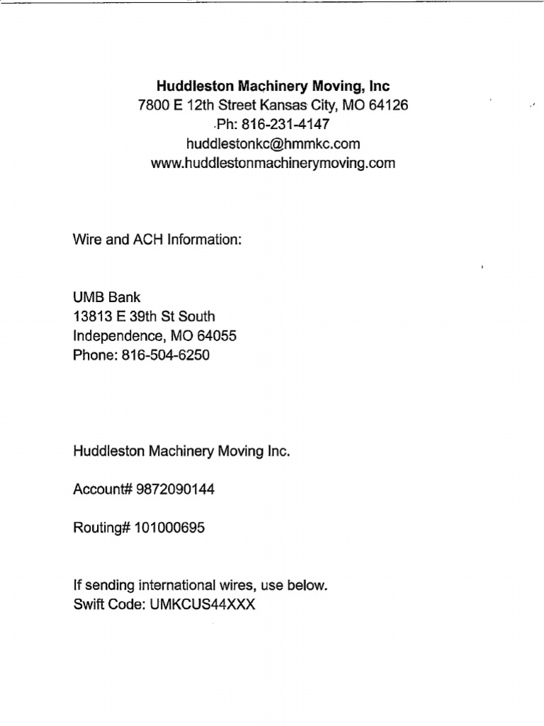 Wire & Ach Info | PDF
