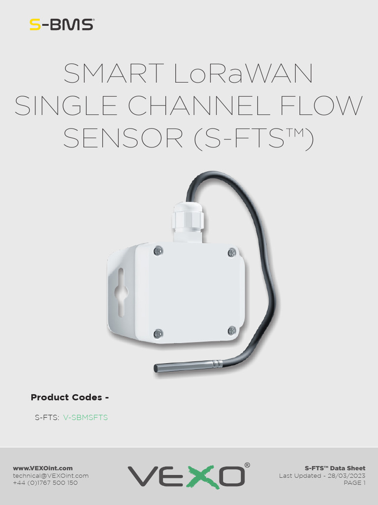 Smart LoRaWAN Flow Sensor S-FTS™ Data Sheet | PDF | Sensor | Flow ...