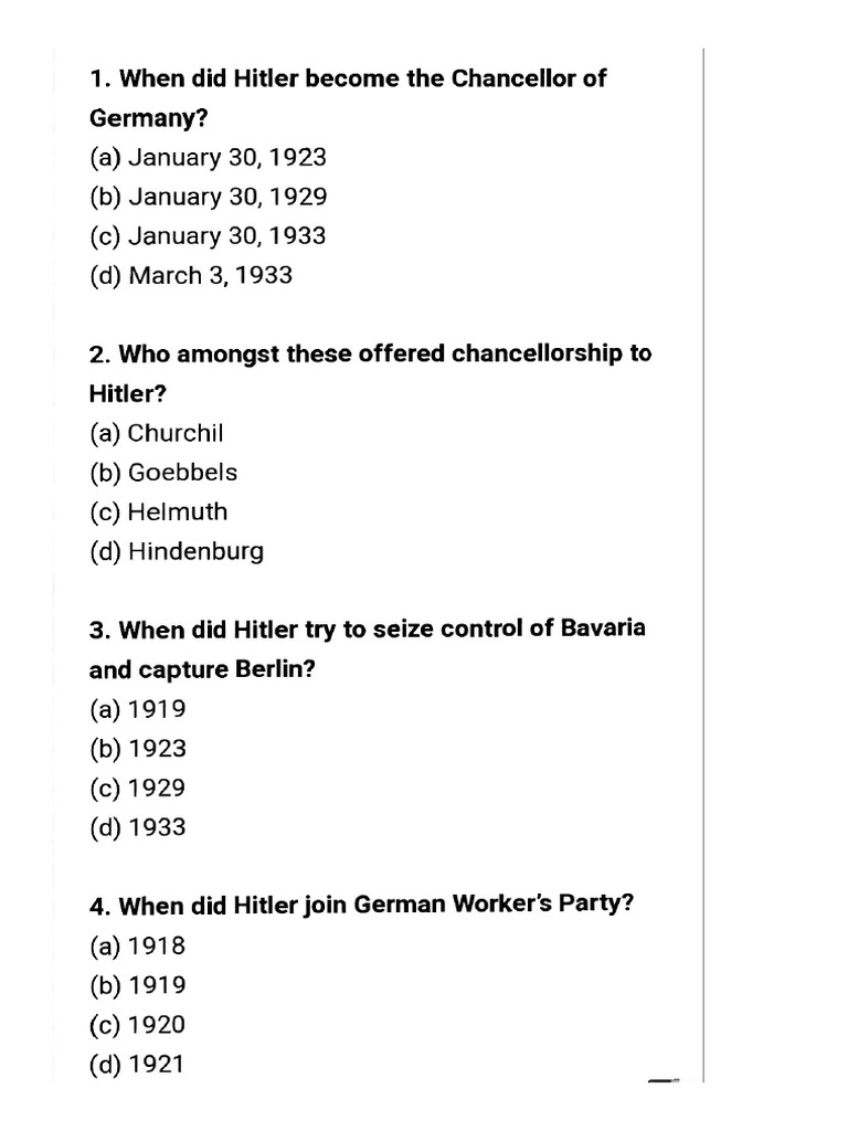 Class 9 MCQ Nazism | PDF