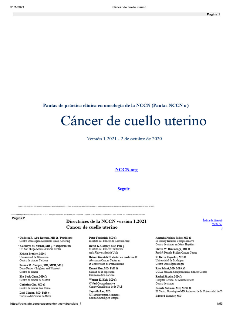 Cáncer de Cuello Uterino | PDF | Cáncer de cuello uterino | Cáncer