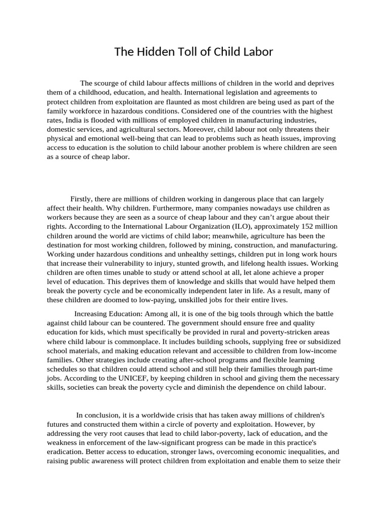 Combatting Child Labor Through Education | PDF | Child Labour | Labour ...