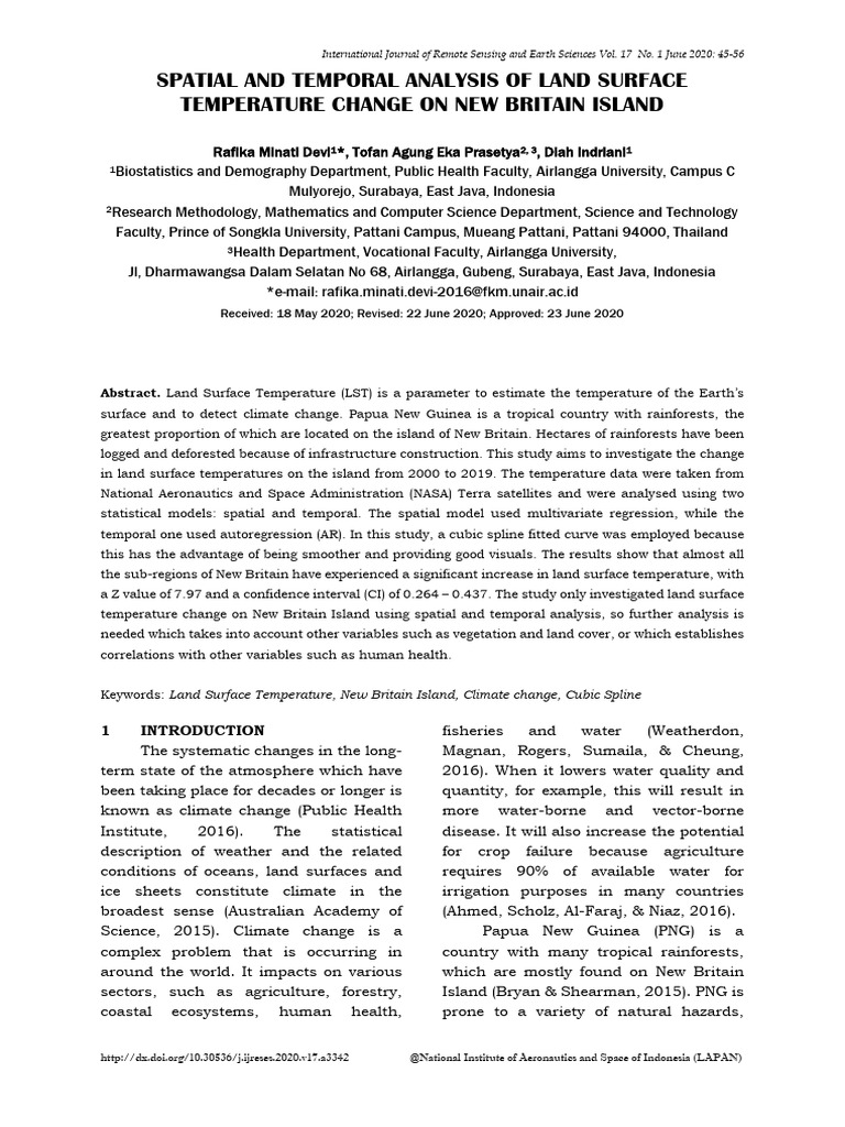 Spatial And Temporal Analysis Of Land Surface Pdf Time Series