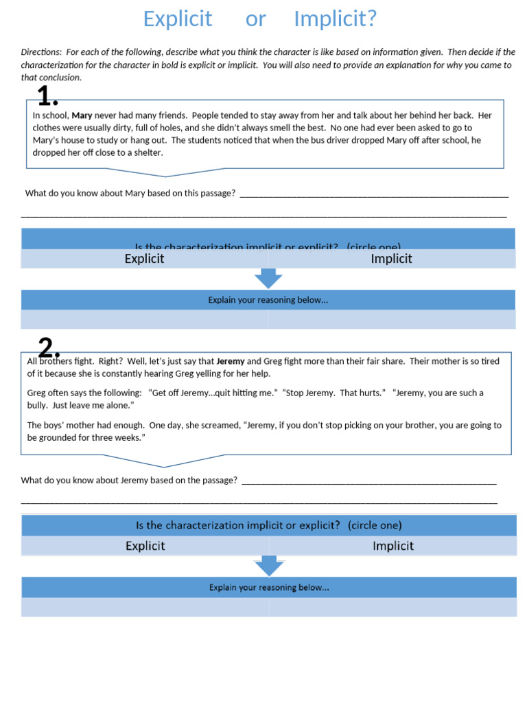 Explicit Implicit: Is The Characterization Implicit or Explicit ...