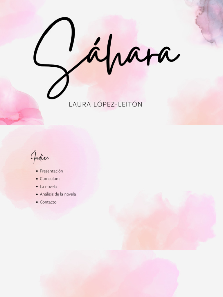 Análisis de la novela "Sáhara" de Laura López-Leitón | PDF
