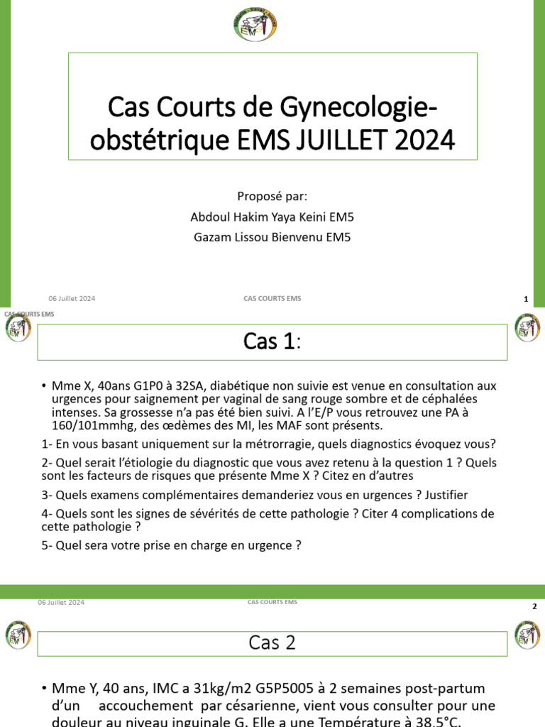 Cas Courts en Gynécologie-Obstétrique | PDF | Radiologie | Spécialités ...