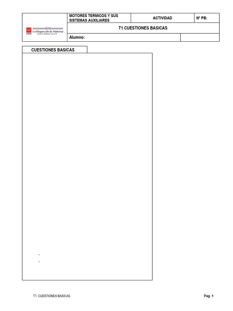 T 1 Calculos Identificaciones Conceptos Basicos | PDF | Motor de combustión interna | Motores