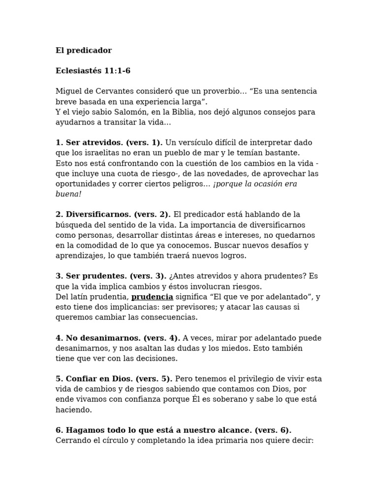 Consejos de Eclesiastés para la Vida | PDF