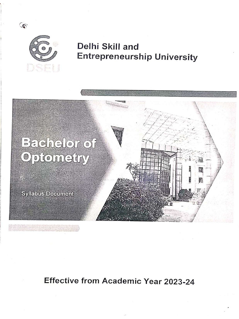 Bachelor of Optometry Syllabus Wef 2023-24 | PDF
