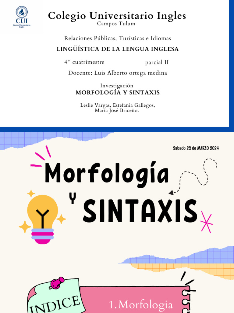 Morfología y Sintaxis: Guía Básica | PDF | Morfología (Lingüística ...