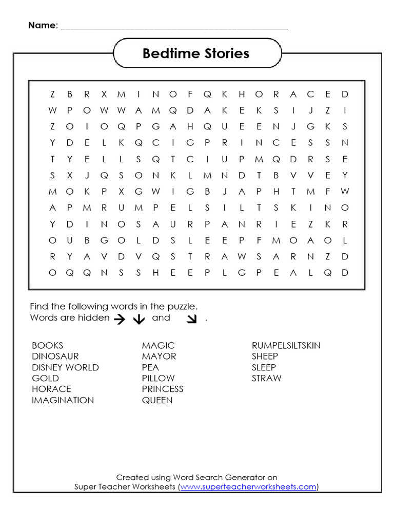 Kids' Bedtime Word Search | PDF | Word Search | Puzzles