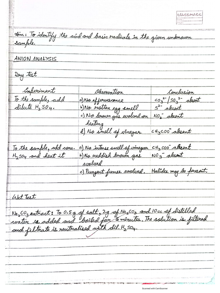 Chemistry Practical Full Write Up | PDF