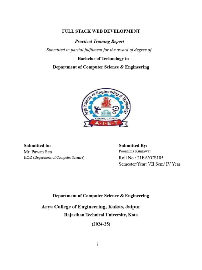 Full Stack Web Development Report | PDF | Html | World Wide Web