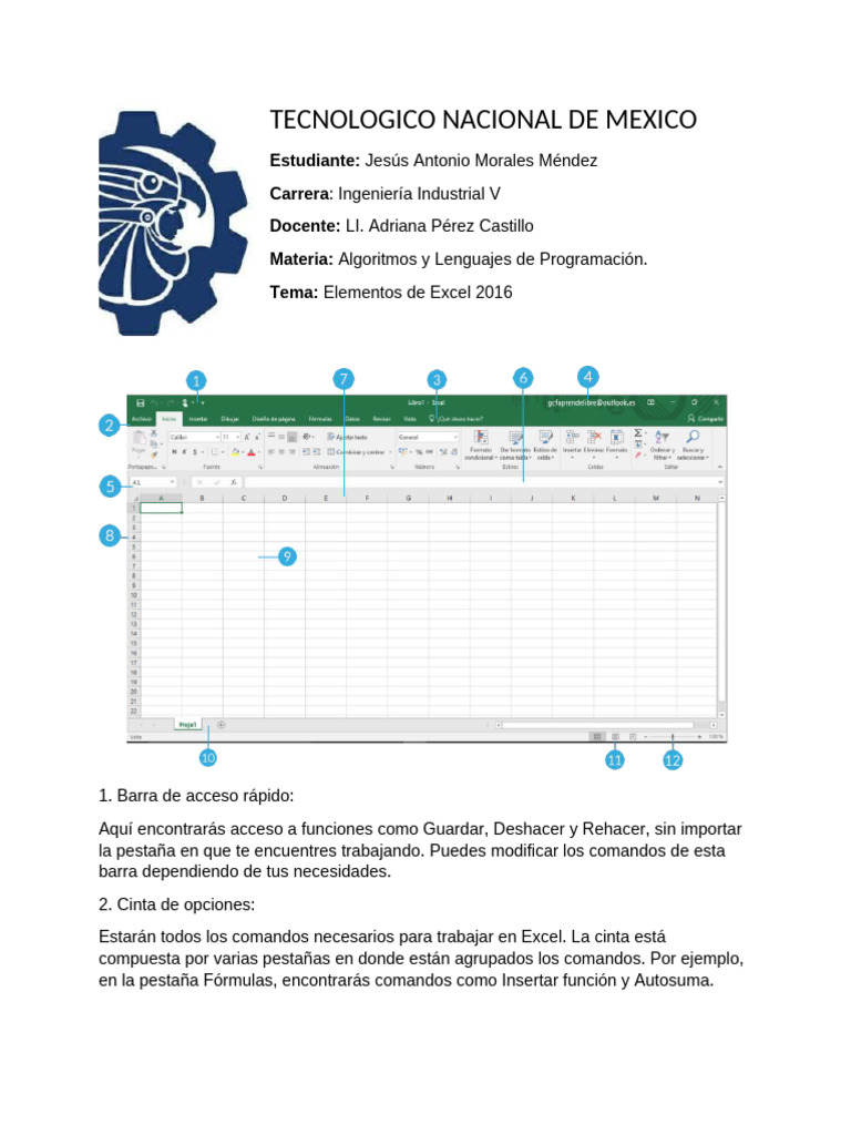 Elementos Clave de Excel 2016 | PDF