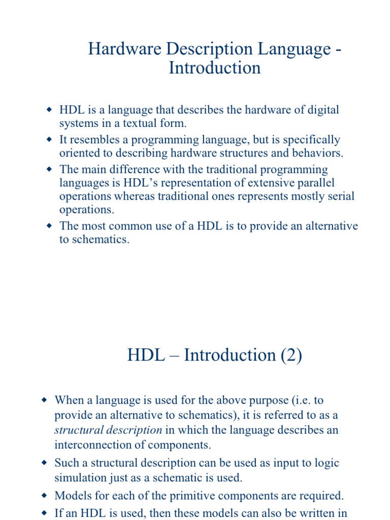 HDL | PDF | Hardware Description Language | Digital Electronics