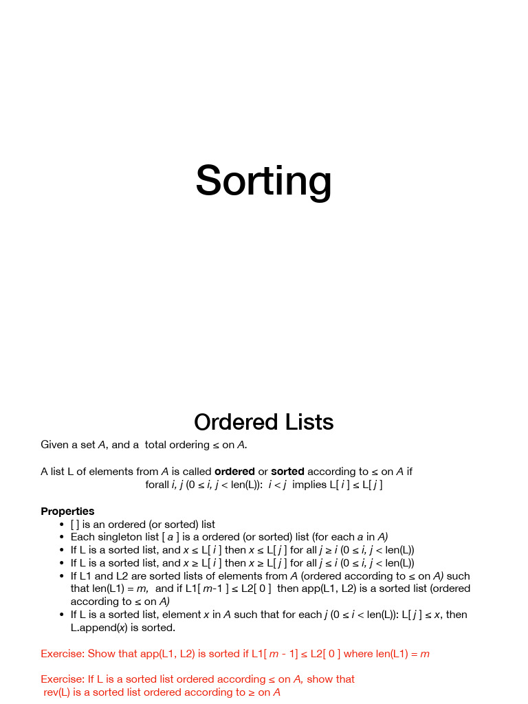 COL100-Lecture 14 Sorting | PDF | Algorithms | Algorithms And Data Structures
