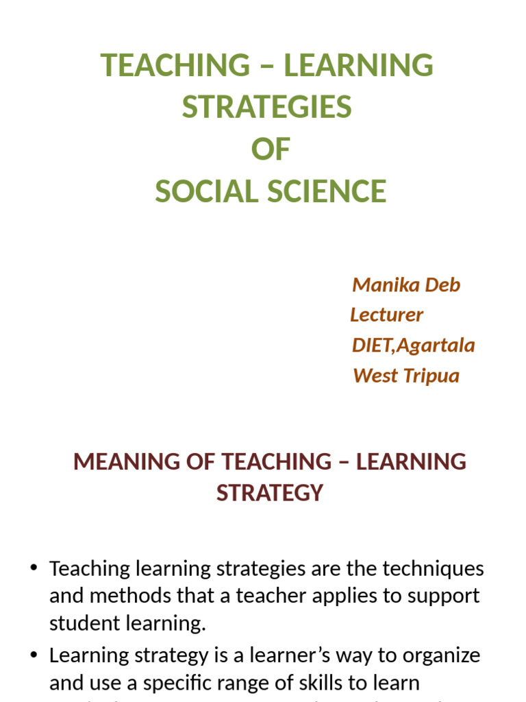 Teaching - Learning Strategies of Social Science - 034029 | PDF ...