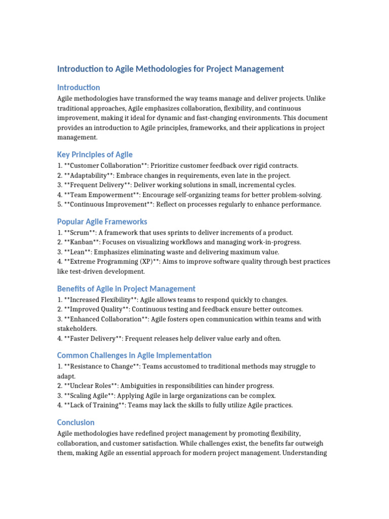 Introduction To Agile Methodologies | PDF