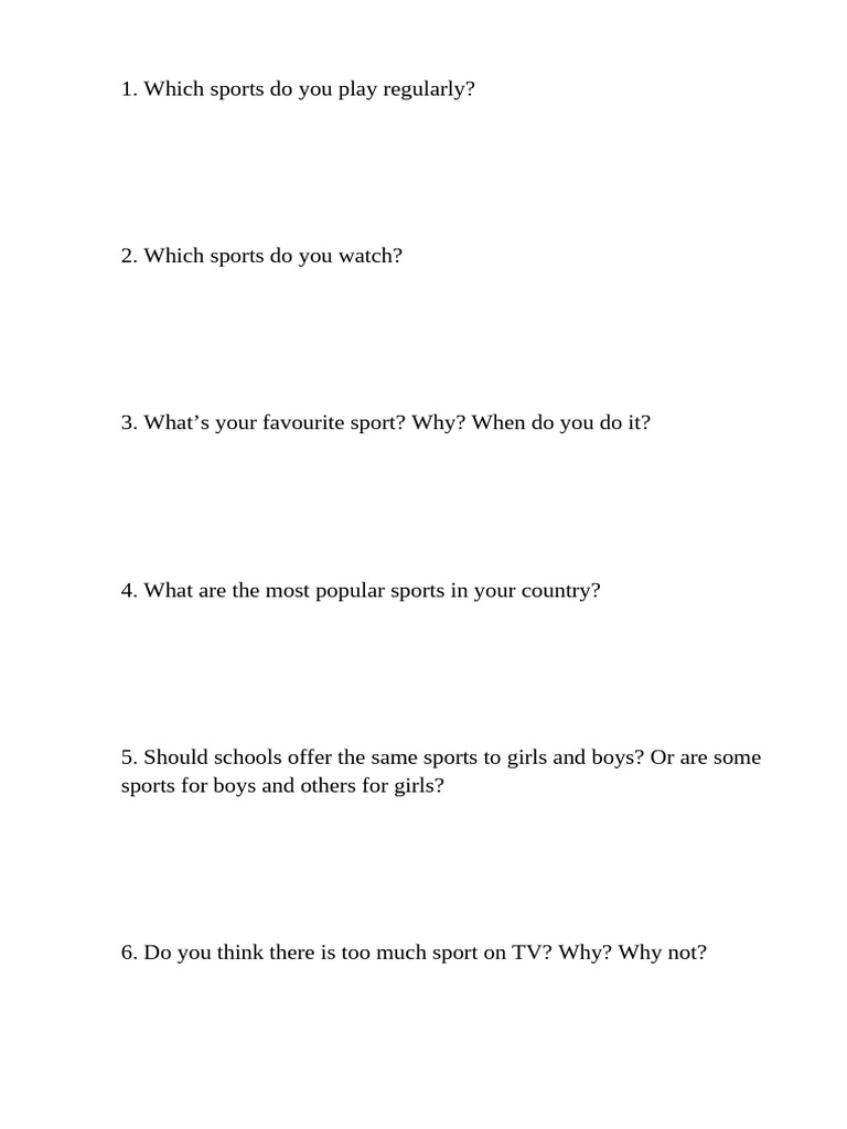 Sport (Questions To Discuss) | PDF
