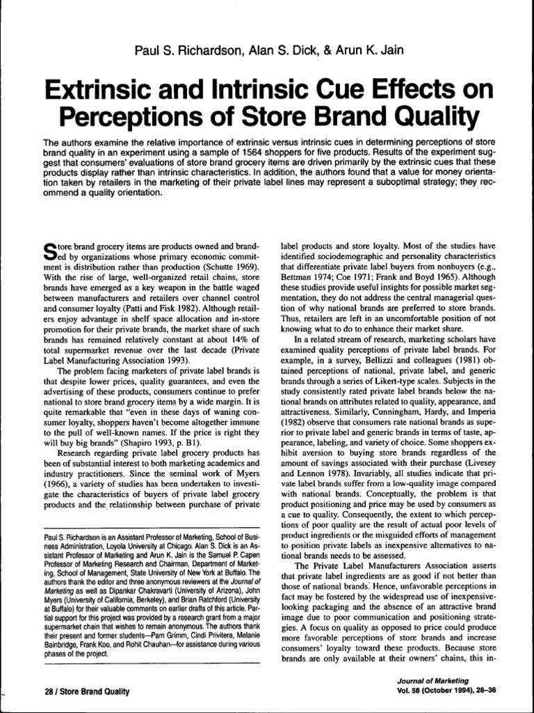1994 - Extrinsic and Intrinsic Cue Effects On Perceptions of Store ...