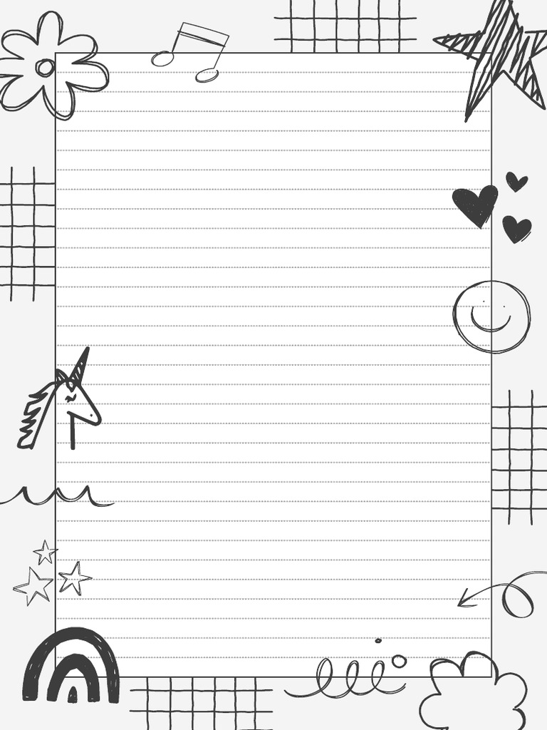 Black and White Cute Doodle Illustration Creative Page Border | PDF