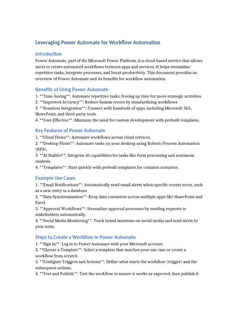 Leveraging Power Automate For Workflow Automation | PDF