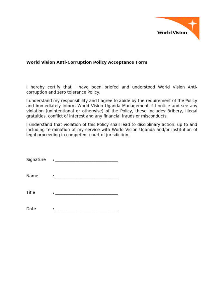 Anti Corruption - Form Supplierdocx | PDF