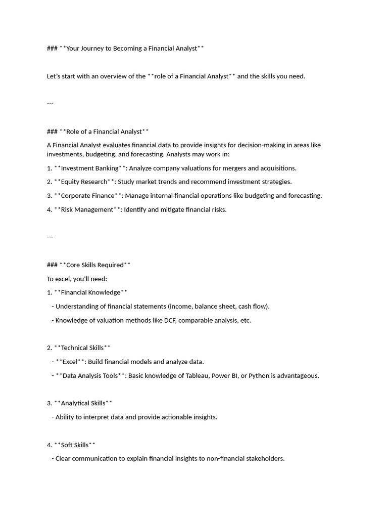 Your Journey To Becoming A Financial Analyst | PDF | Time Value Of ...