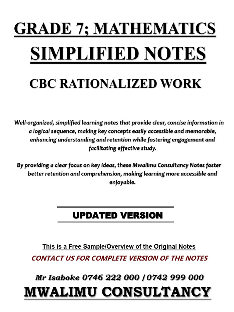 Grade 7 Maths Simplified Notes SP | PDF | Numbers | Elementary Mathematics