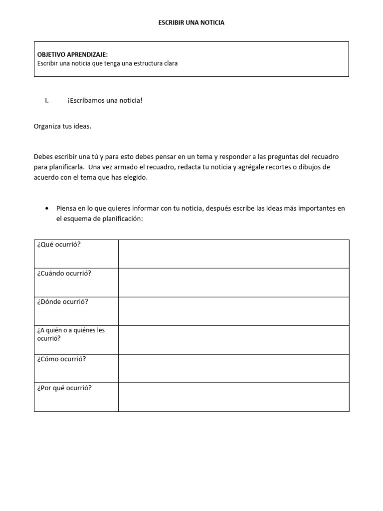 Escribir una noticia | PDF