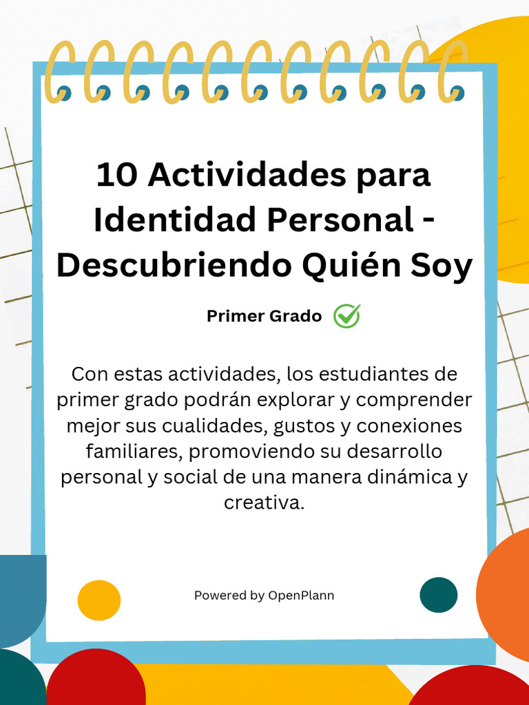 Actividades de Identidad Personal para 1° grado | PDF