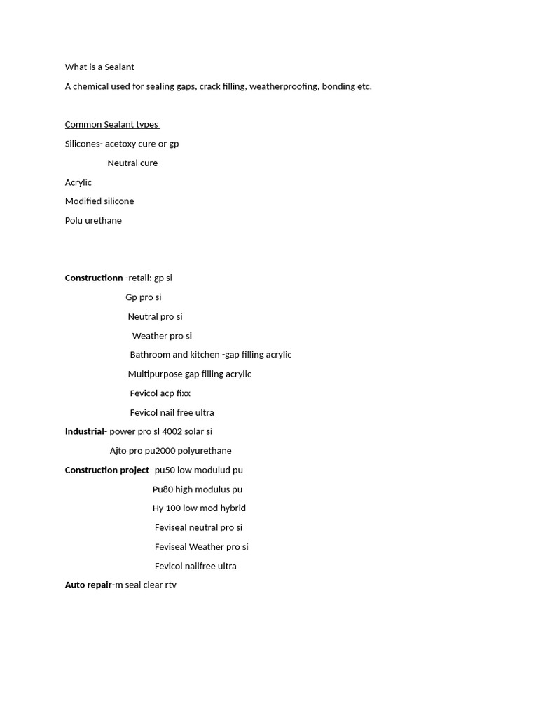 Sealant Segment | PDF